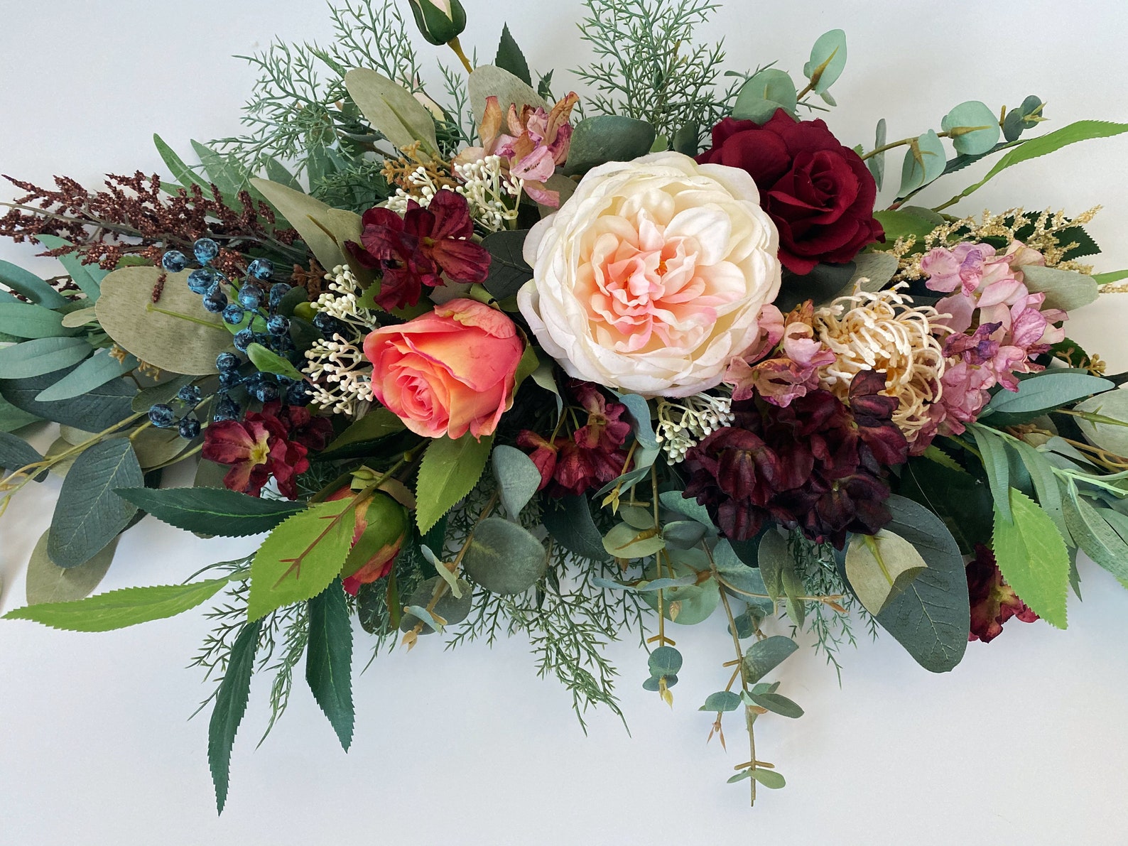 Boho Wedding Flower Swag, Boho Wedding Altar Flower Decoration, Rose ...