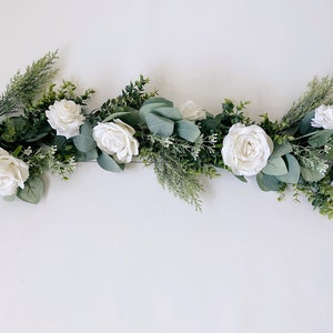 White Rose and Eucalyptus Garland, White Flower Garland Wedding ...