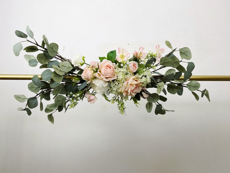 Blush Pink & White Rose Flower Swag Silk Flower Hanging | Etsy