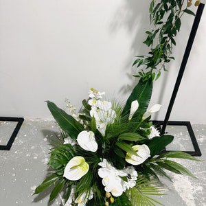 Large White Tropical Arch Flowers, Montera & Palm Island Wedding Flower ...