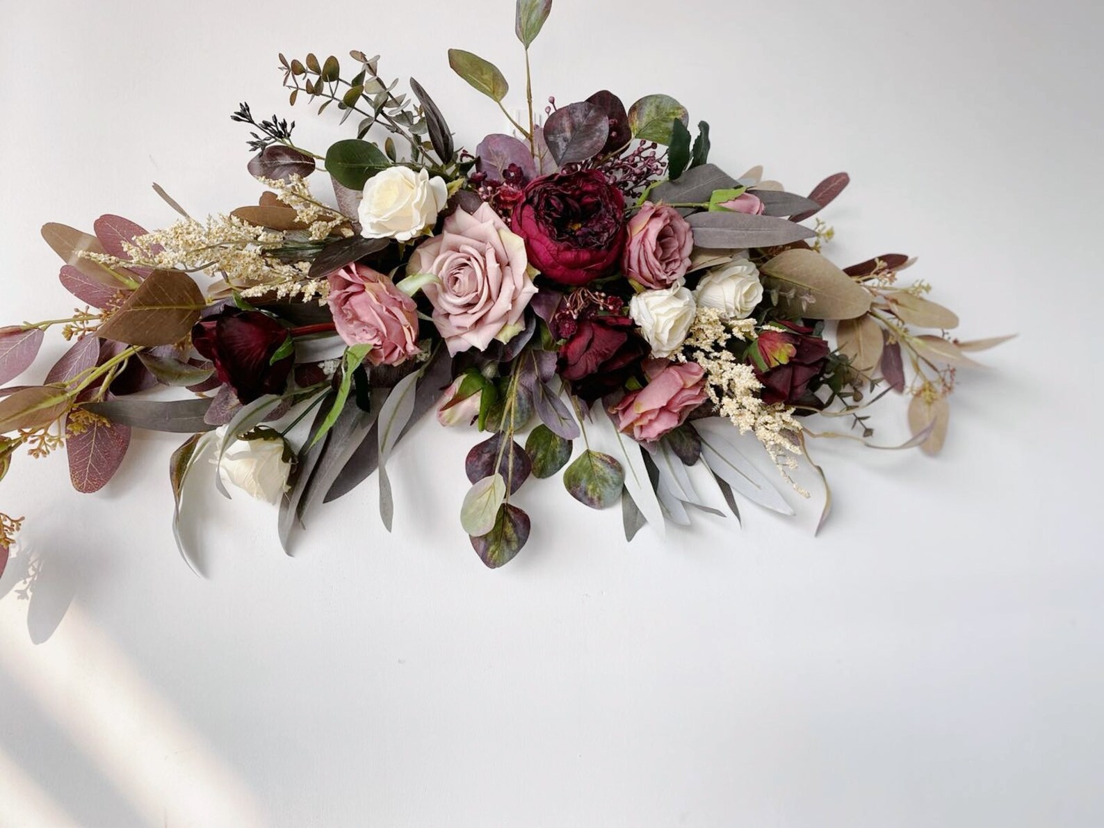 Burgundy Dusty Pink and Creamy White Rose Flower Swag Rose | Etsy