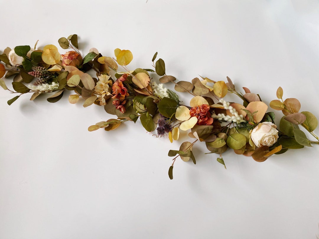 Burnt Orange & Ivory Fall Garland, Fall Rose and Hydrangea Garland ...