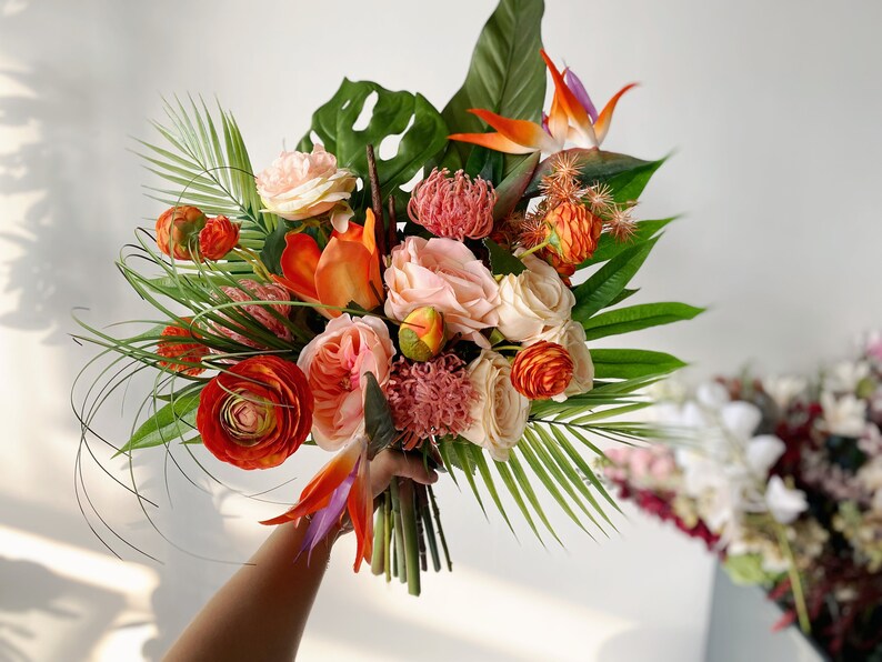 Tropical Peach & Coral Wedding Flowers Tropical Orange Flower - Etsy