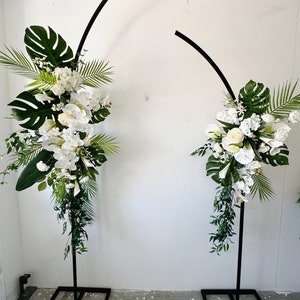 Large White Tropical Arch Flowers, Montera & Palm Island Wedding Flower ...