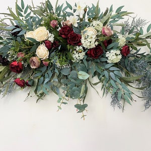 Large Dark Red Red Rose & Eucalyptus Swag for Wedding Altar/wedding ...