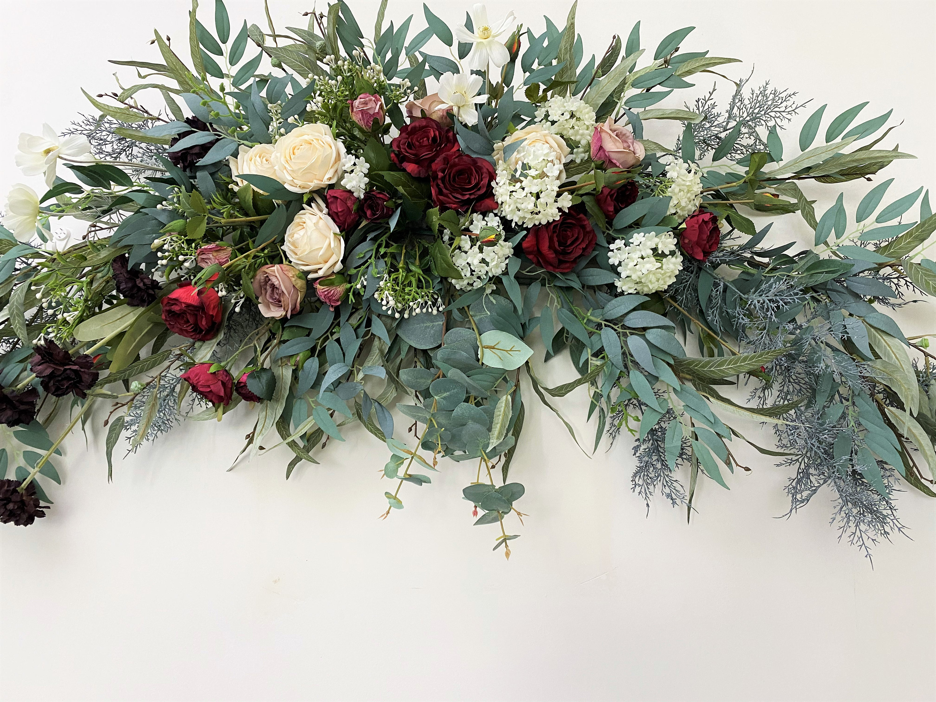 Large Dark Red Red Rose & Eucalyptus Swag for Wedding - Etsy