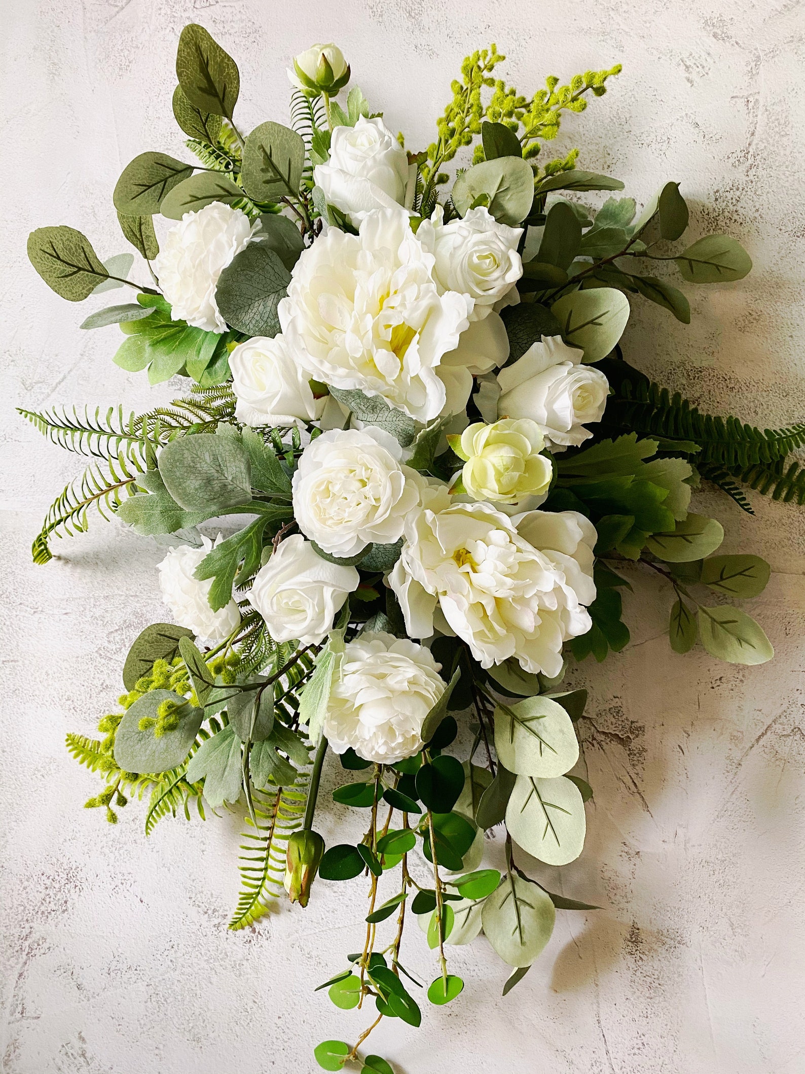 Ivory White Rose & Peony Hanging Flowers 2 In1 Set Wedding | Etsy