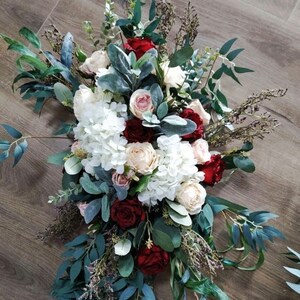 Dark Red & Blush Hanging Flowers 2 in 1 Set, Ceremony Backdrop Flowers ...