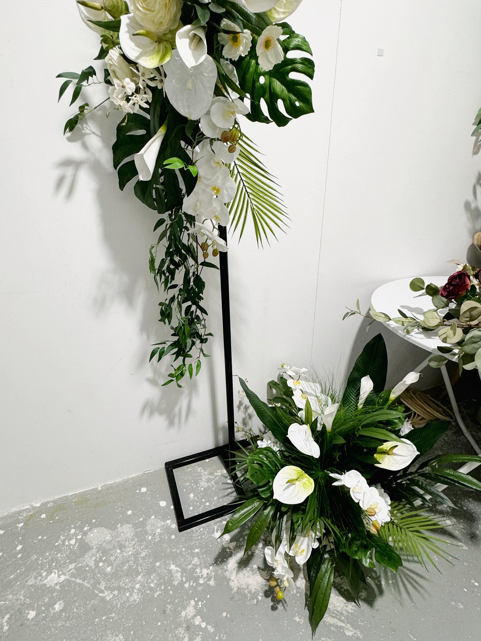 Large White Tropical Arch Flowers, Montera & Palm Island Wedding Flower ...