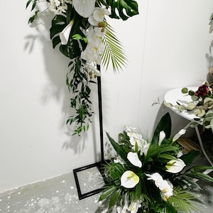Large White Tropical Arch Flowers, Montera & Palm Island Wedding Flower ...