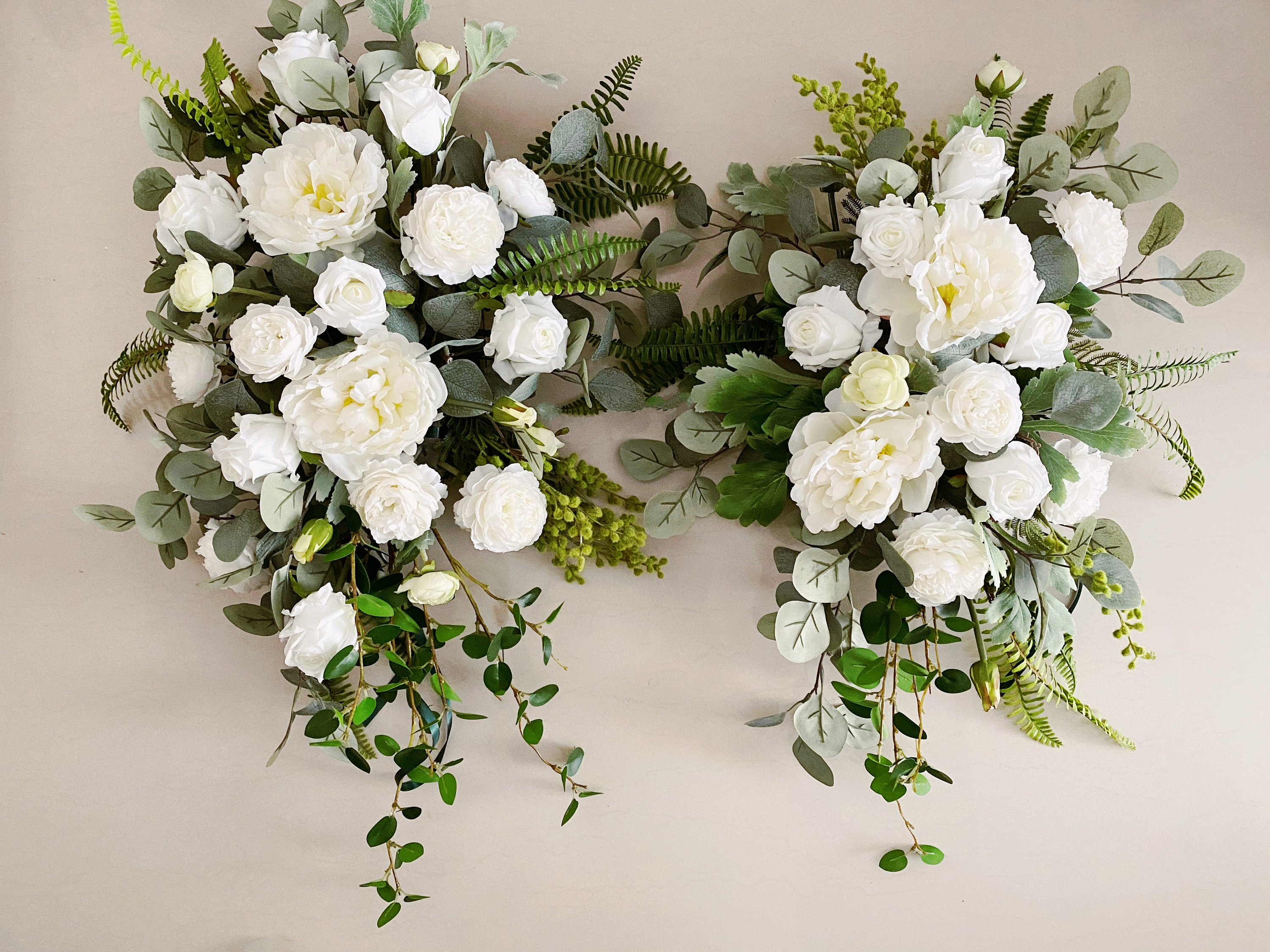 Ivory White Rose & Peony Hanging Flowers 2 In1 Set Wedding - Etsy