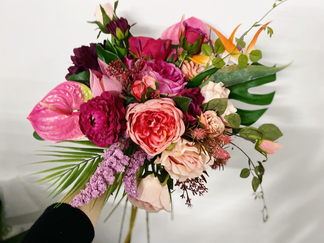 Fuschia & Blush Tropical Wedding Flowers, Tropical Bridal and ...