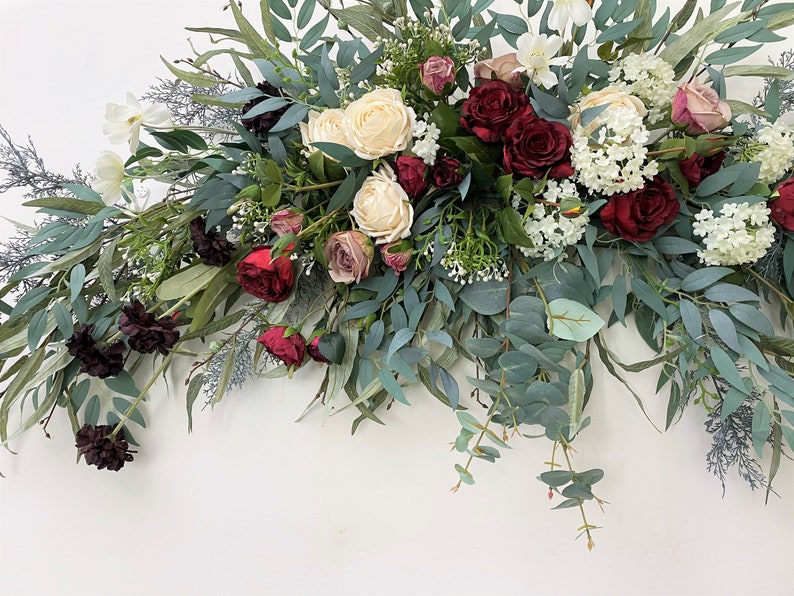 Large Dark Red Red Rose & Eucalyptus Swag for Wedding - Etsy