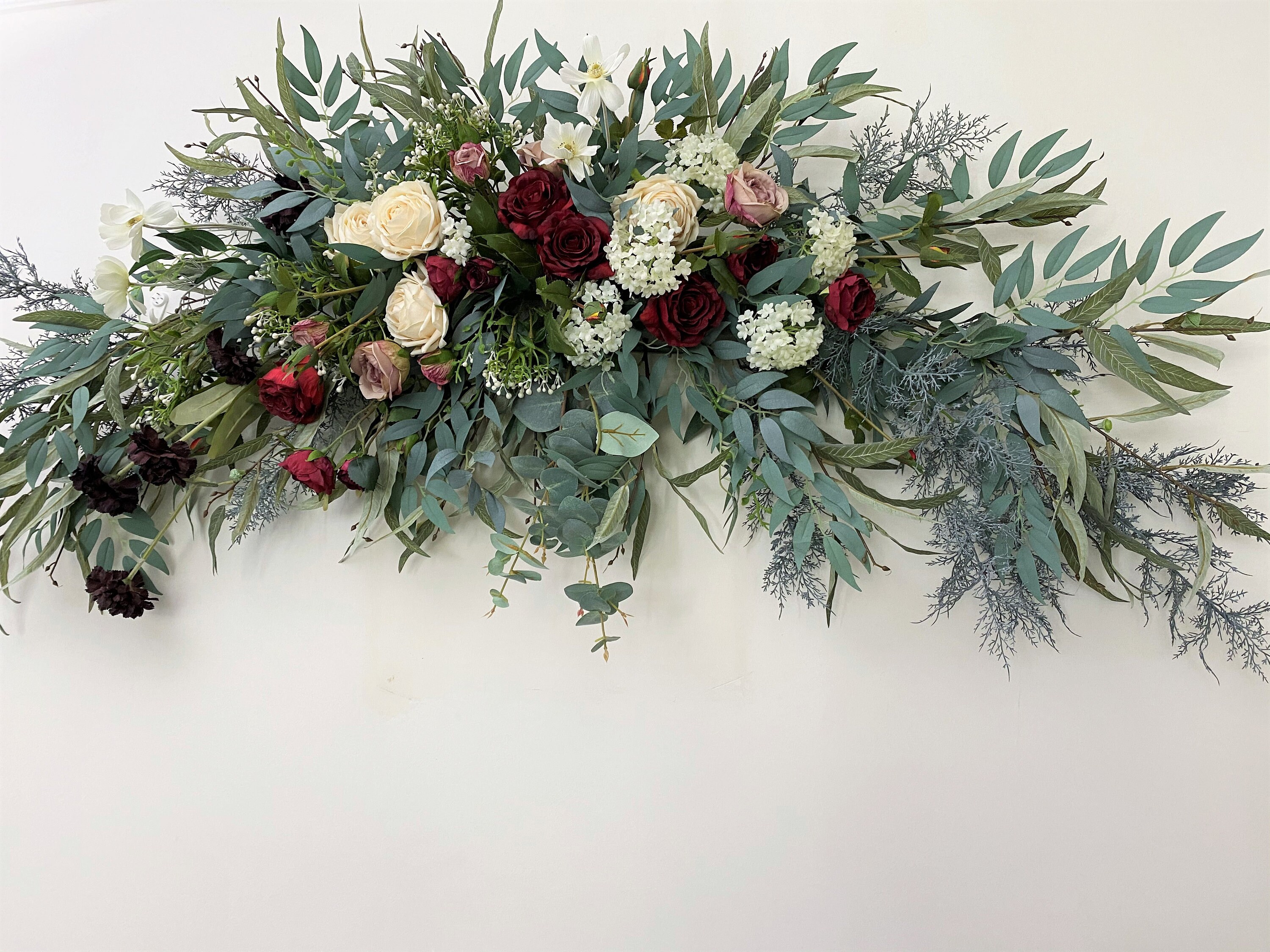 Large Dark Red Red Rose & Eucalyptus Swag for Wedding - Etsy