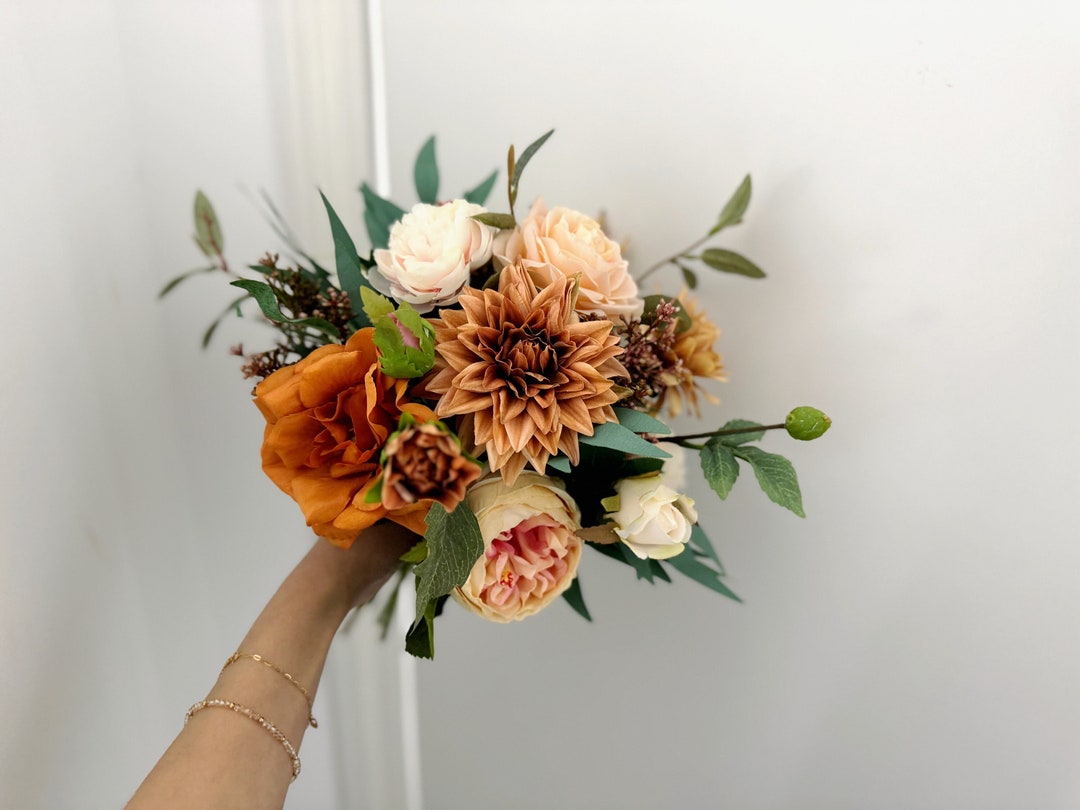 Rust & Peach Wedding Bouquet, Rust Wedding Flowers, Peach Wedding ...