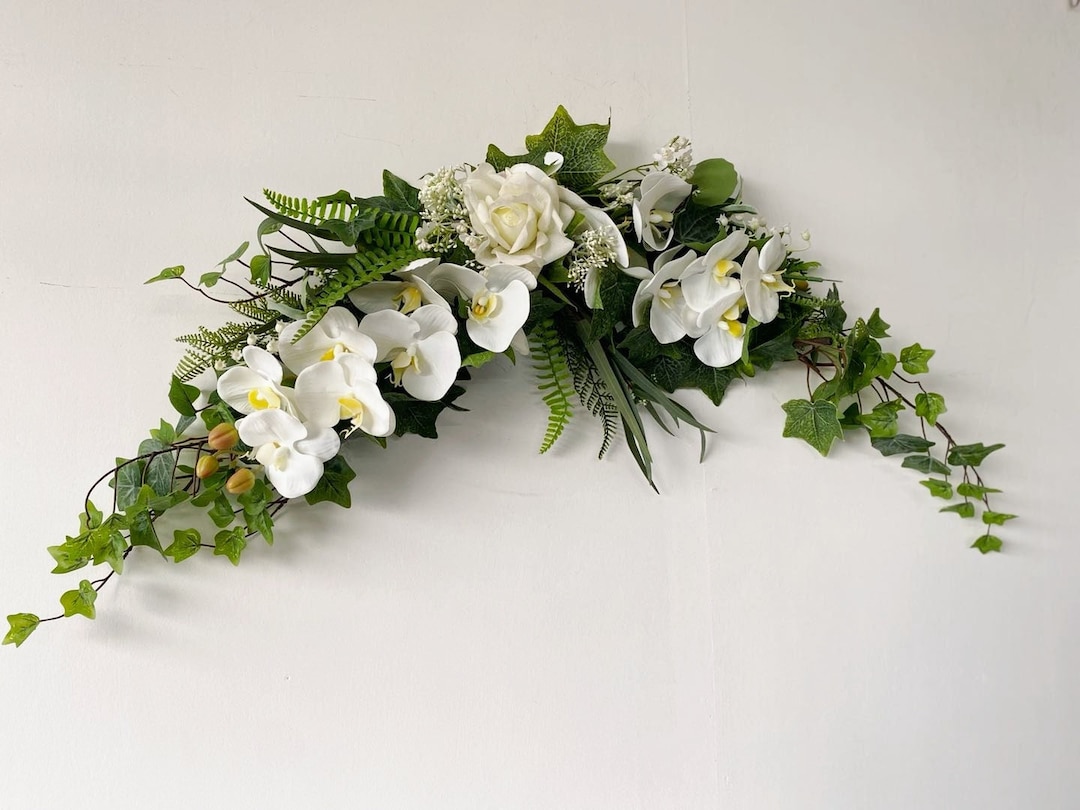 Rose & Orchid and Ivy Swag, Butterfly Orchid Wedding Fake Flower Decor ...