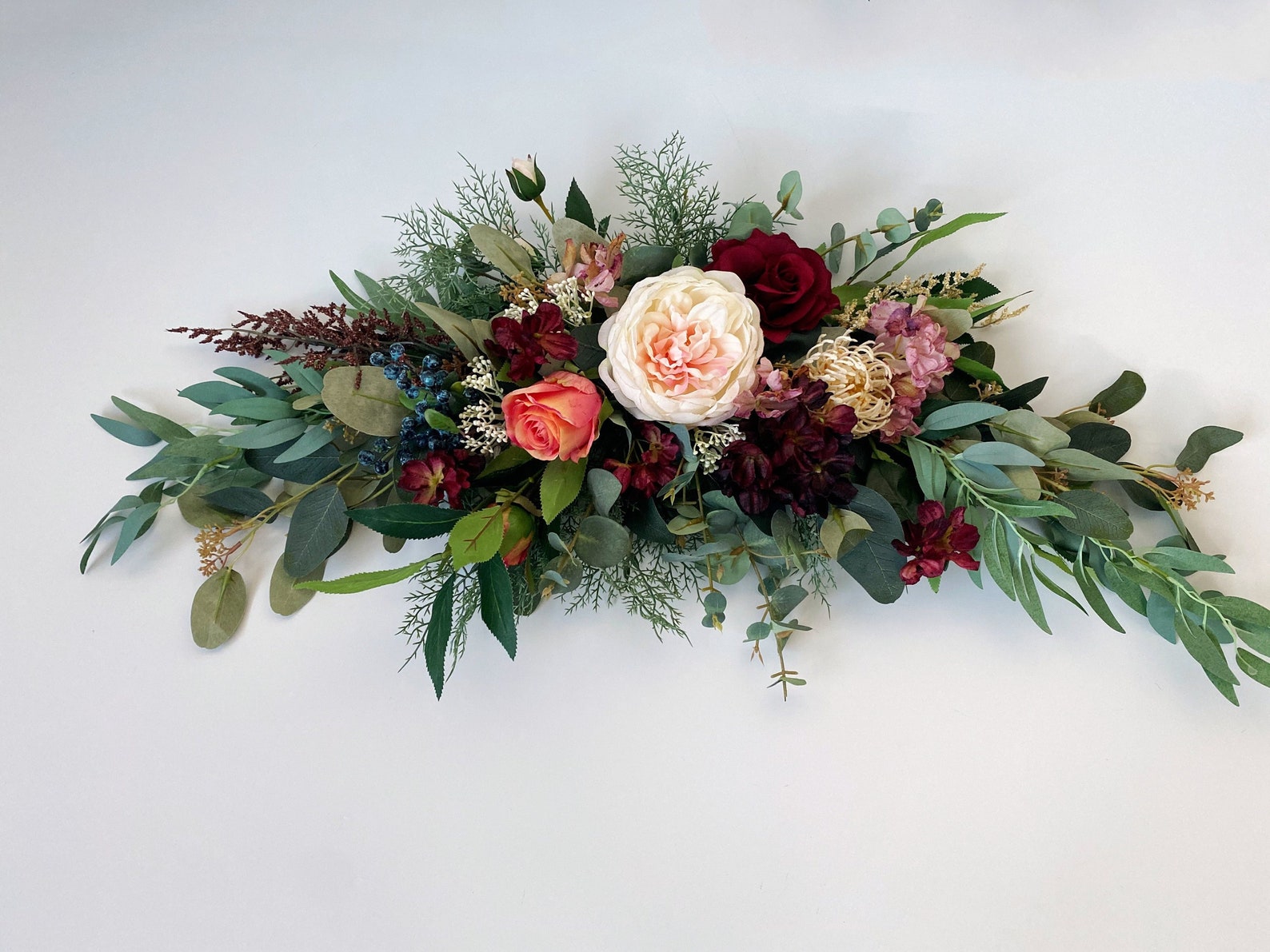 Boho Wedding Flower Swag, Boho Wedding Altar Flower Decoration, Rose ...
