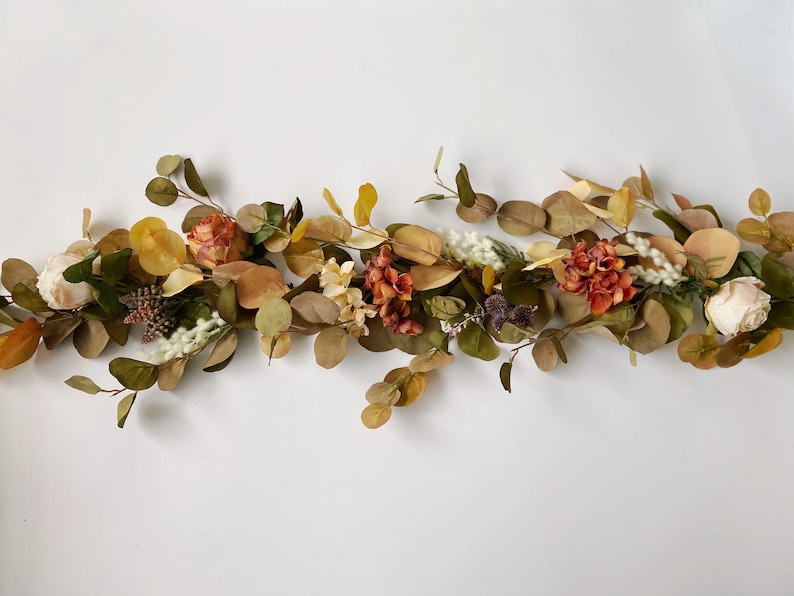 Burnt Orange & Ivory Fall Garland Fall Rose and Hydrangea - Etsy