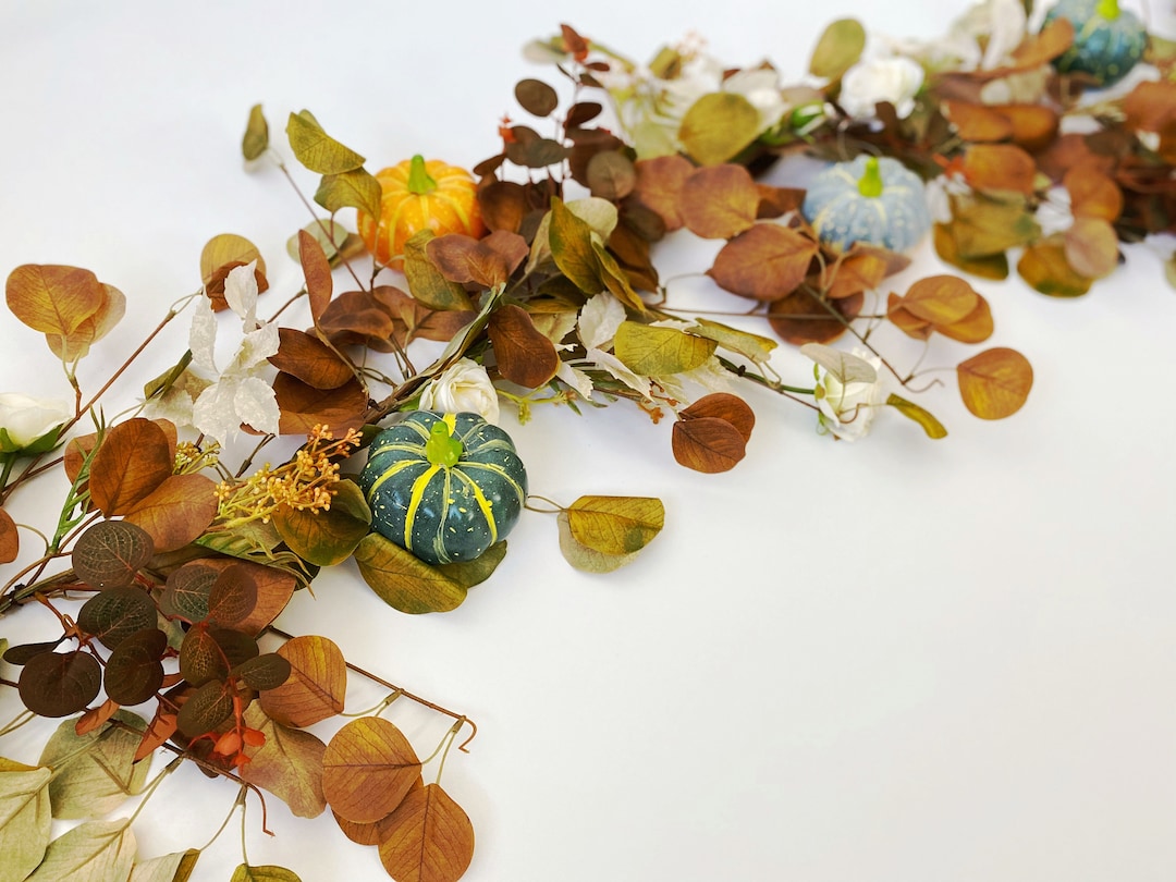 Fall Leaf & Pumpkin Garland, Rustic Fall Decor, Fall Porch/front Door ...