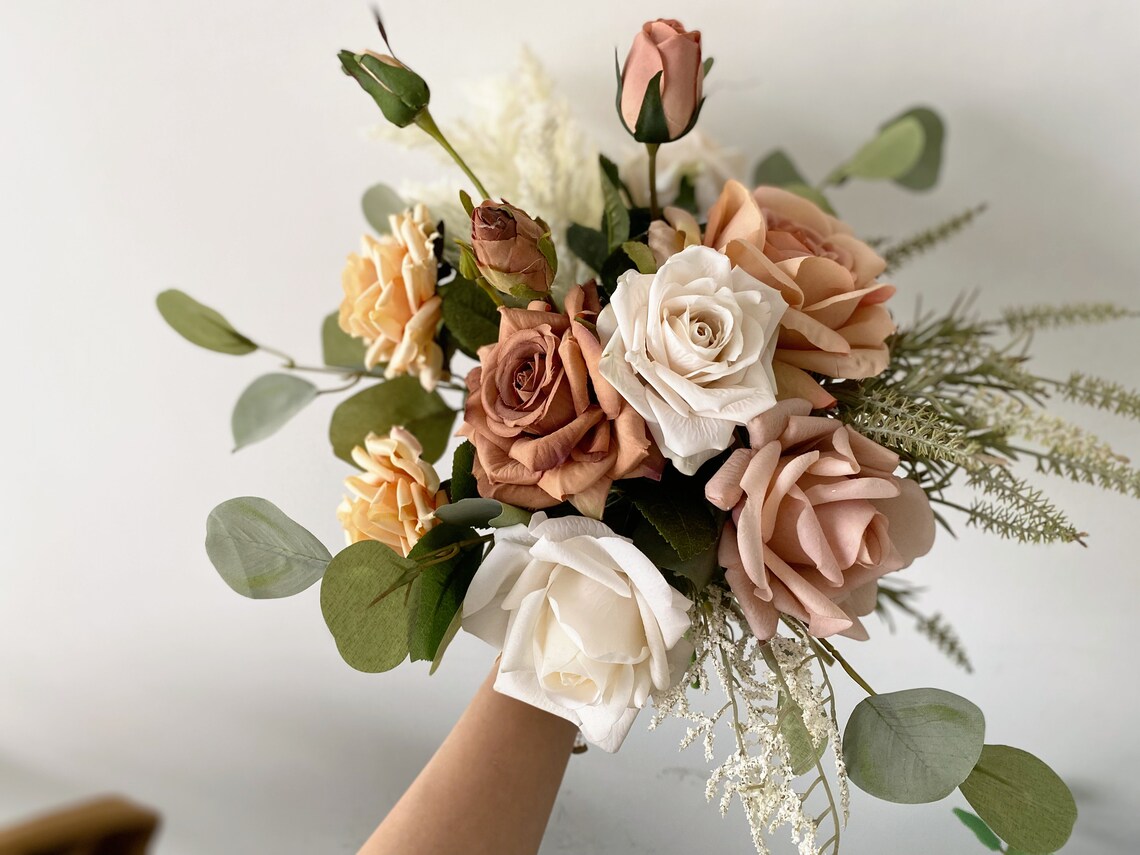 Terra Cotta Flowers, Neutral Color Wedding Bouquet, Terracotta Ivory ...