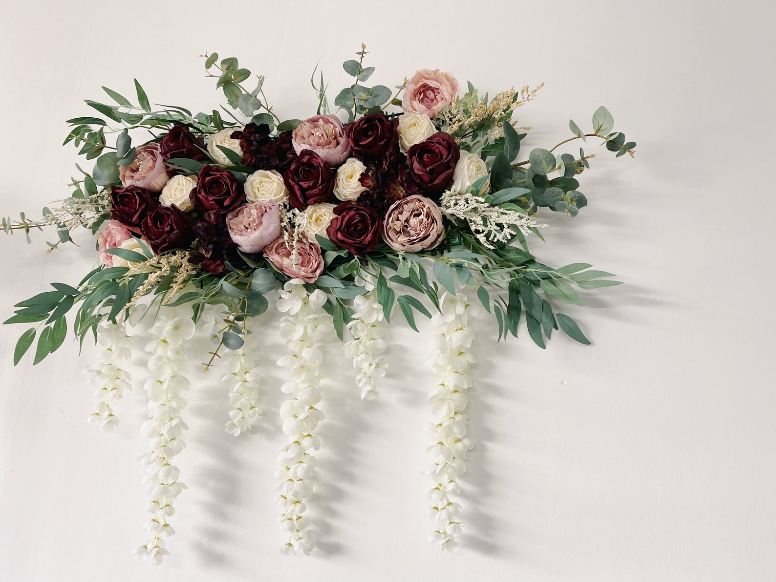 Burgundy Dusty Pink Creamy White Rose Flowers Arch Panels W - Etsy