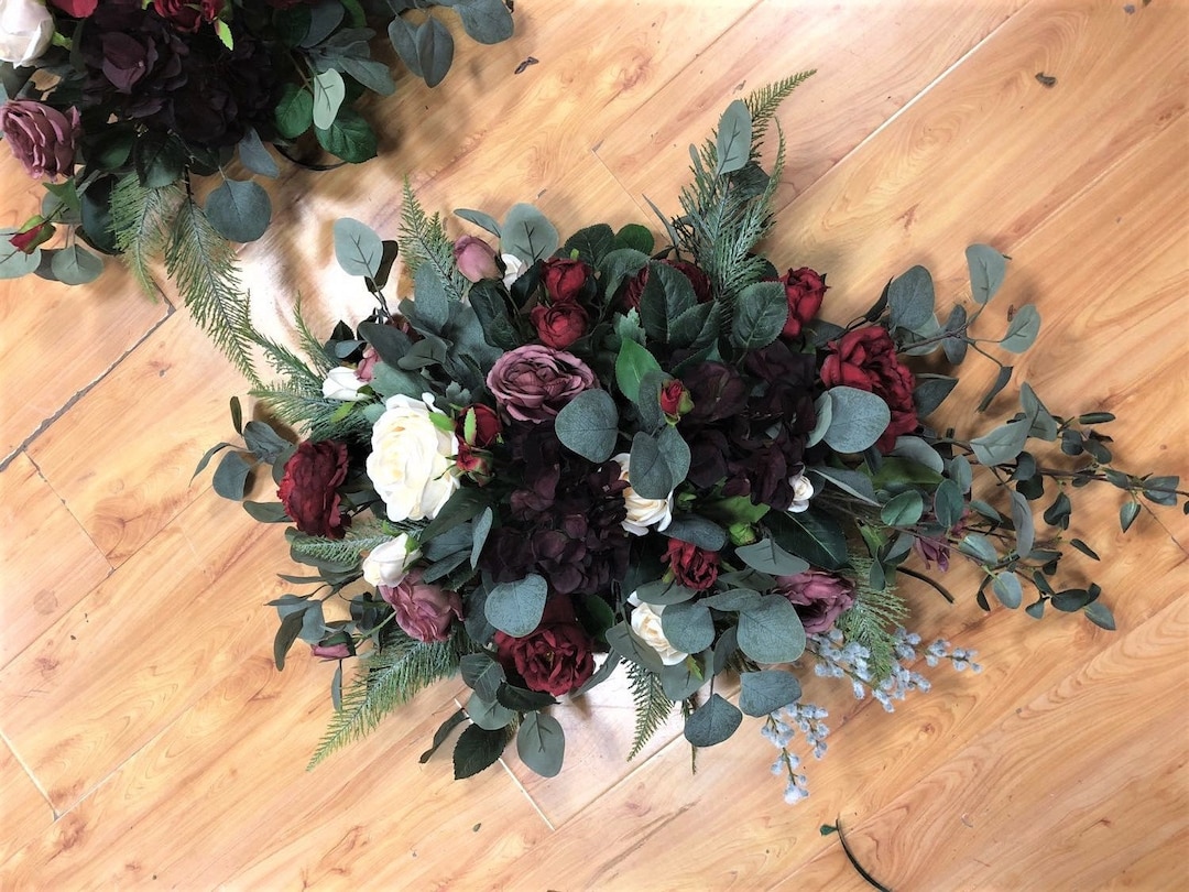 Dark Red and White Rose Flower Swags for Arch,wedding Arch Flowers,silk ...