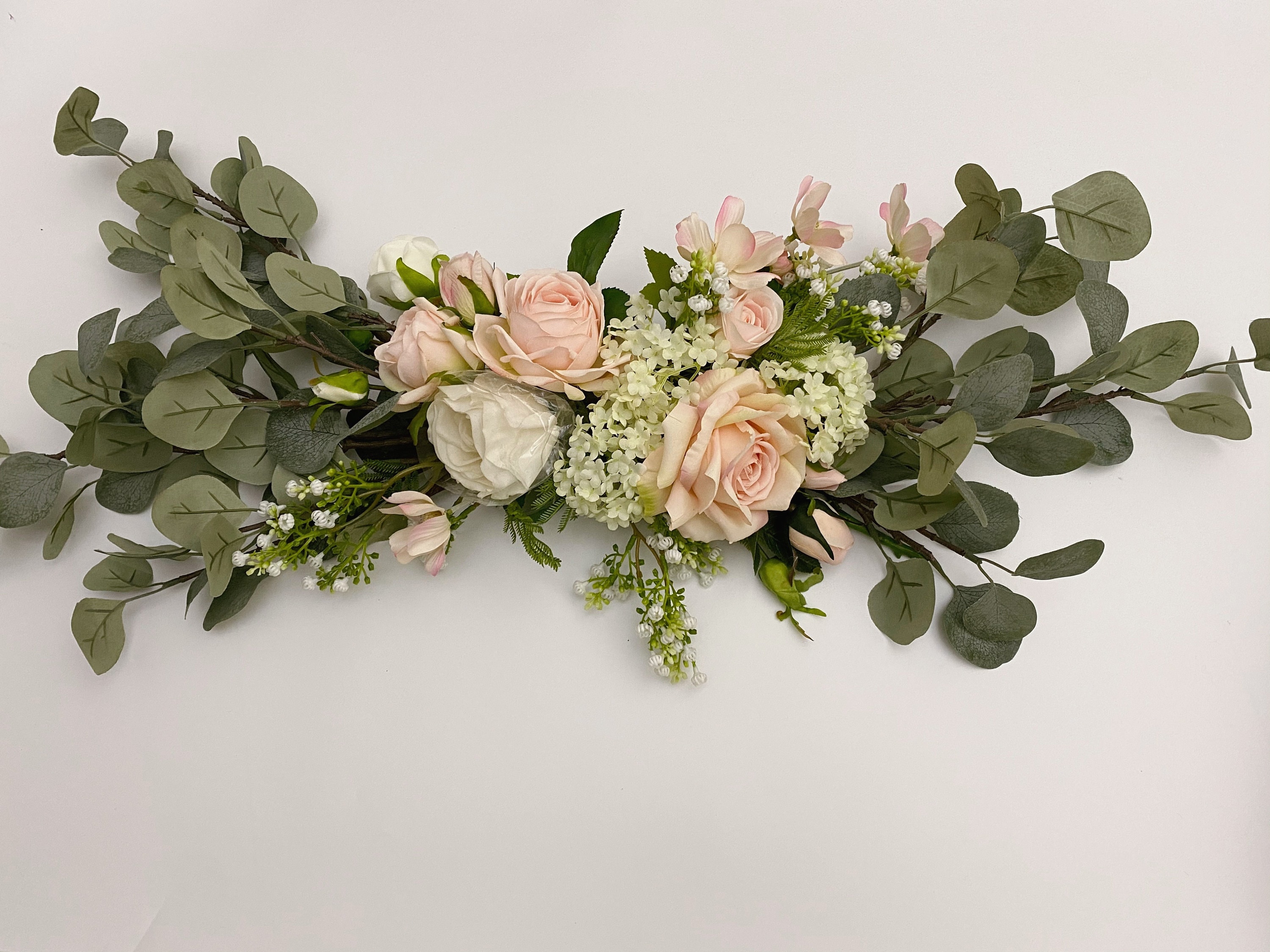 Blush Pink & White Rose Flower Swag Silk Flower Hanging | Etsy