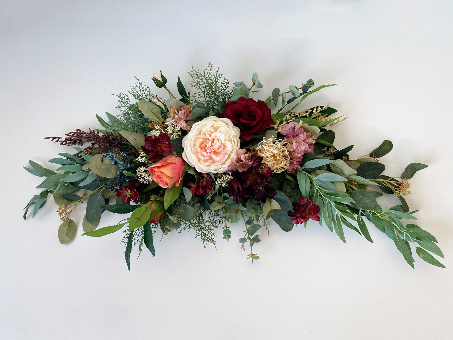Boho Wedding Flower Swag, Boho Wedding Altar Flower Decoration, Rose ...