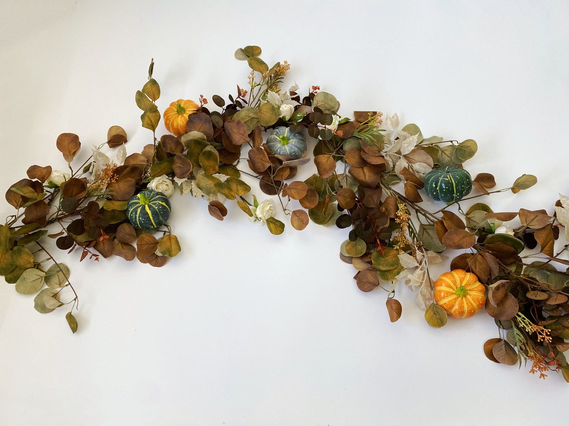 Fall Leaf & Pumpkin Garland Rustic Fall Decor Fall | Etsy