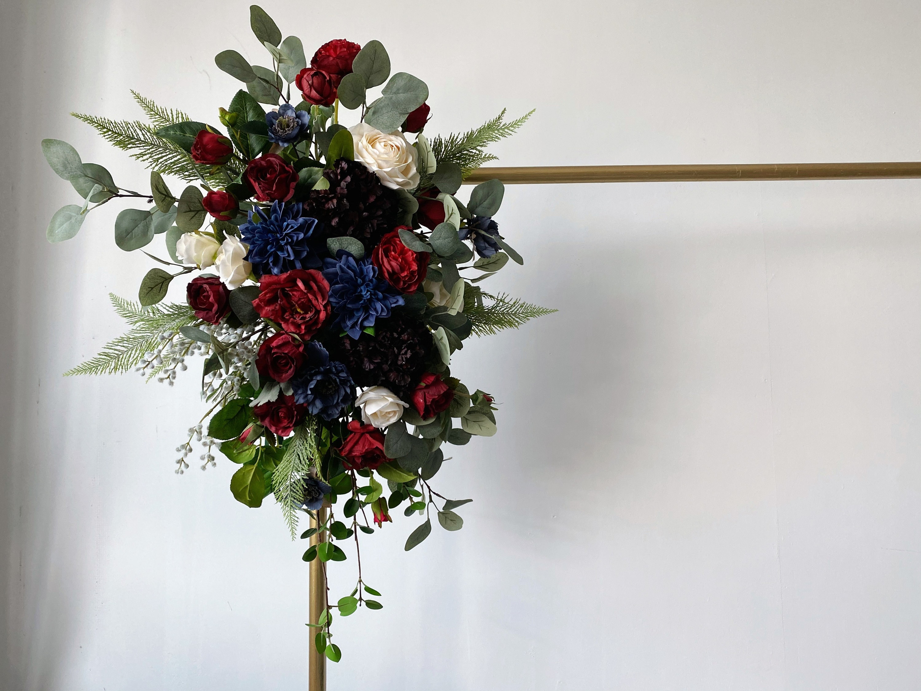 Dark Red White Navy Blue Arch Flowers Wedding Altar - Etsy Canada