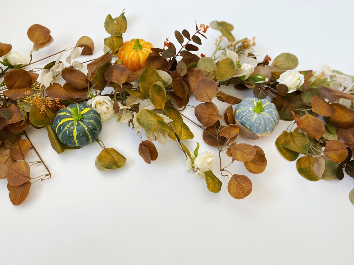 Fall Leaf & Pumpkin Garland Rustic Fall Decor Fall | Etsy