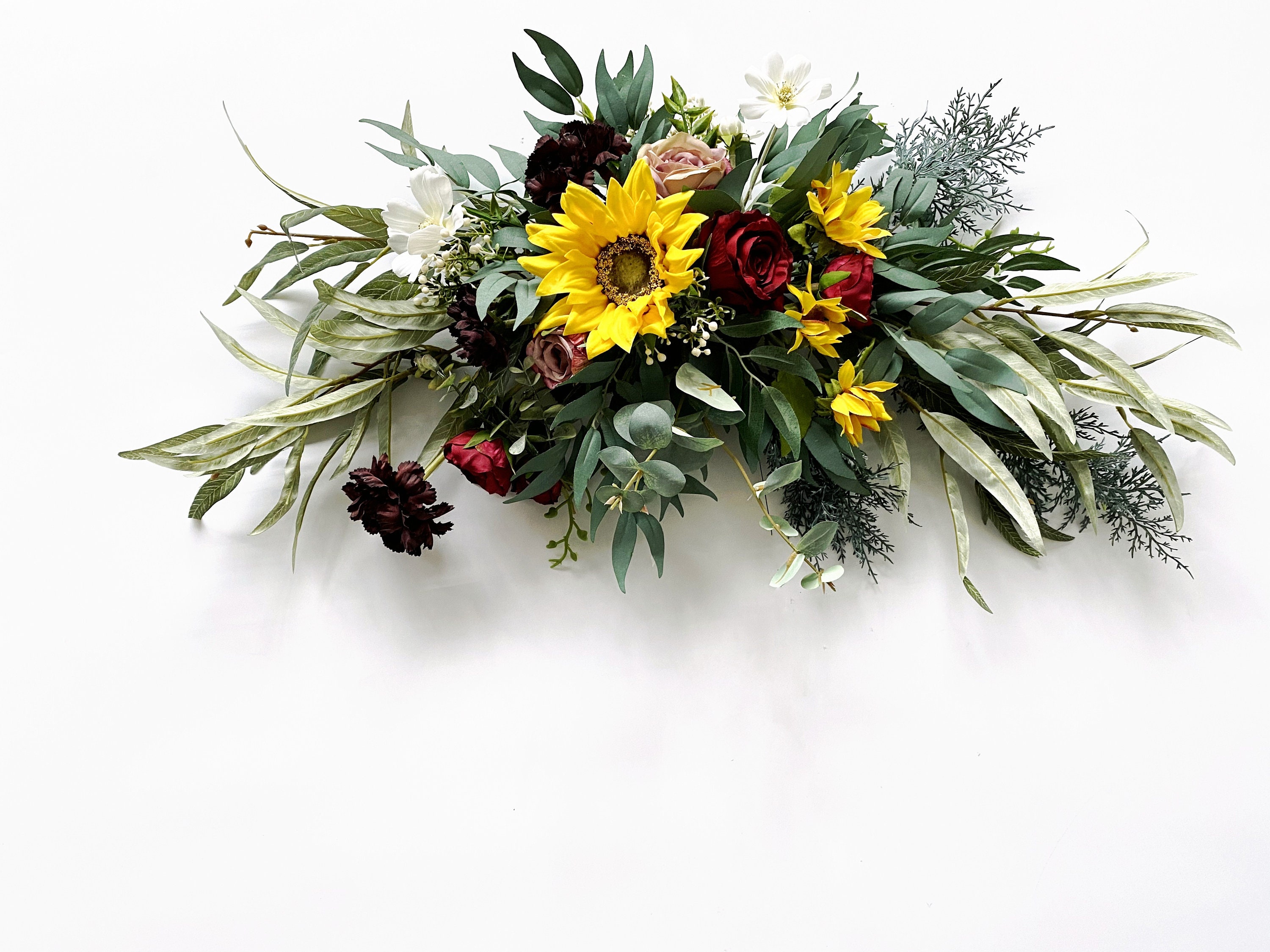 Yellow Sunflower & Brugundy Rose Swag Sunflower Wedding Arch - Etsy