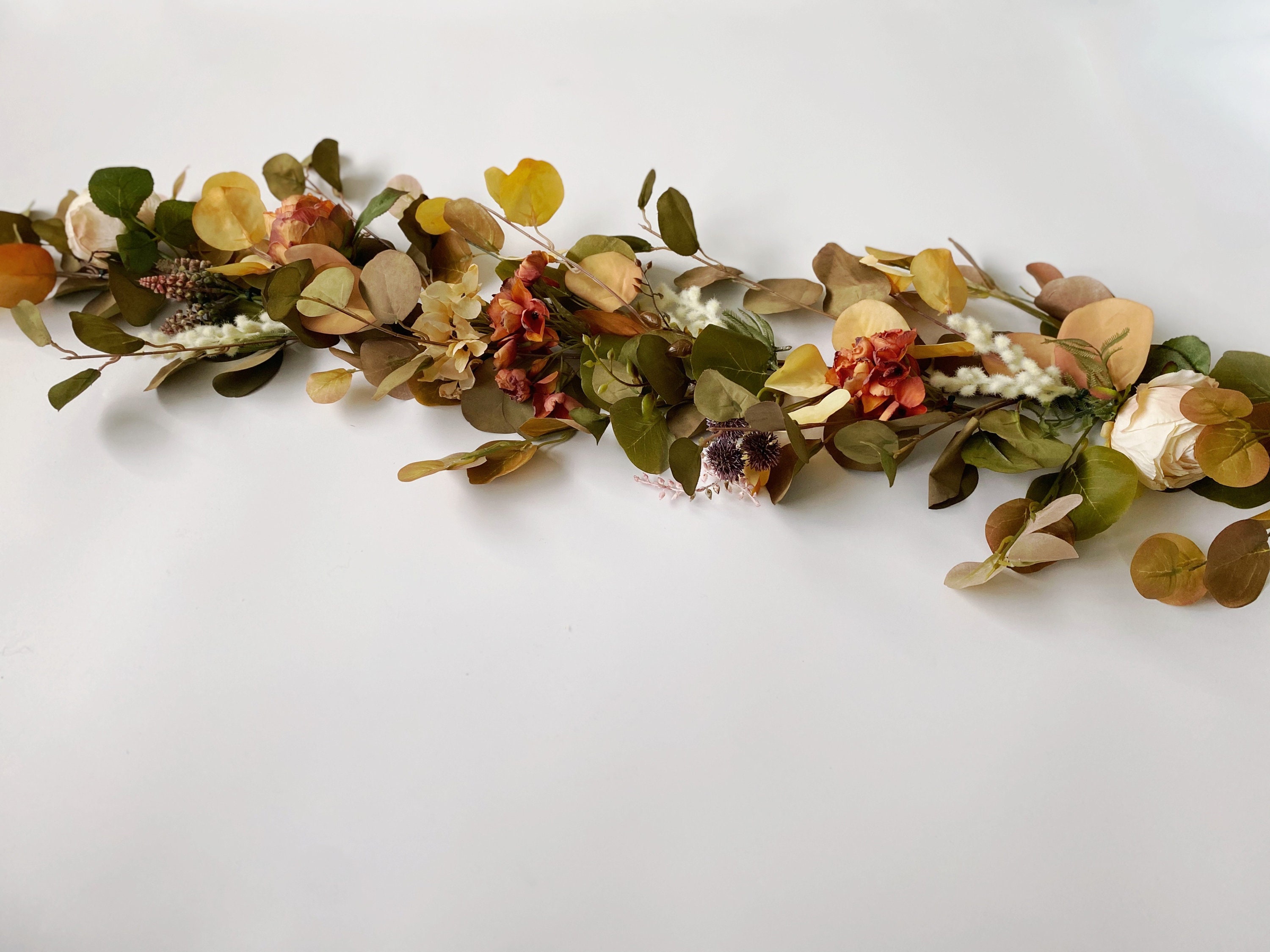 Burnt Orange & Ivory Fall Garland Fall Rose and Hydrangea - Etsy