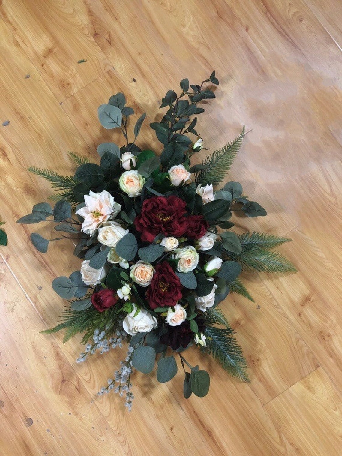 Dark Red, Champagne and White Rose Flower Swags for Arch, Wedding Arch ...