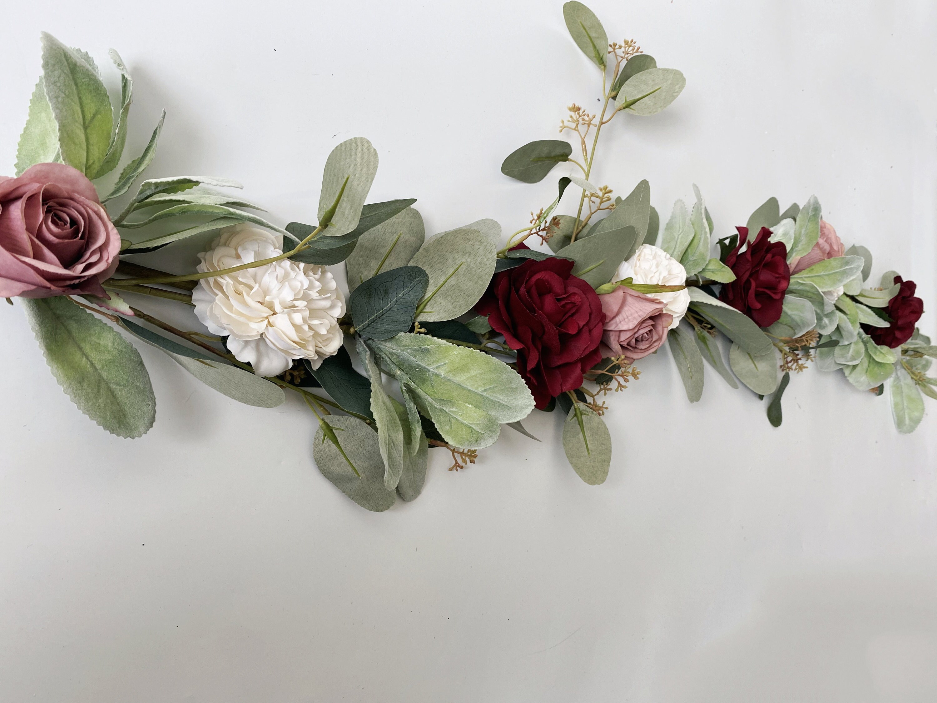 Burgundy Ivory White Dusty Pink Rose Eucalyptus Lamb's - Etsy