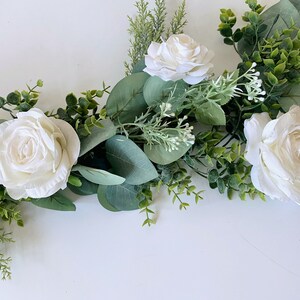 White Rose and Eucalyptus Garland, White Flower Garland Wedding ...