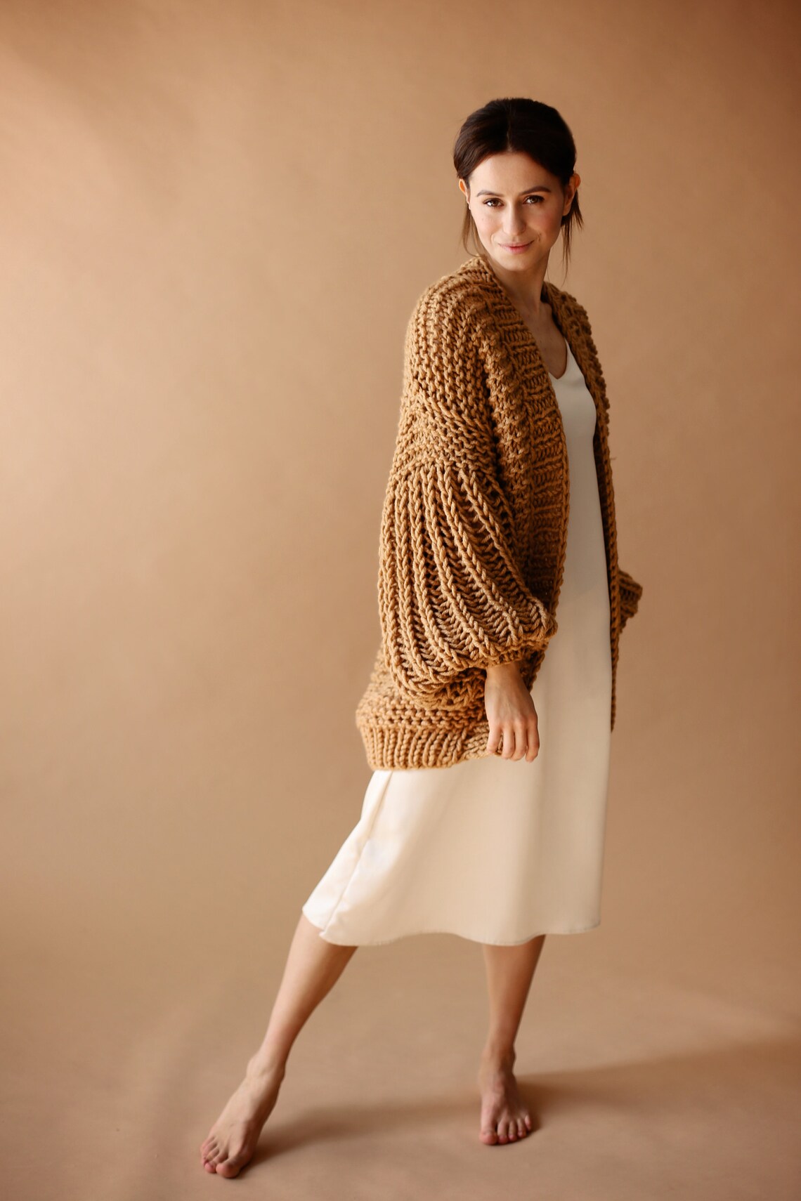 Beige Jacket Cable Knit Cardigan Oversized Sweater Wool Coat - Etsy
