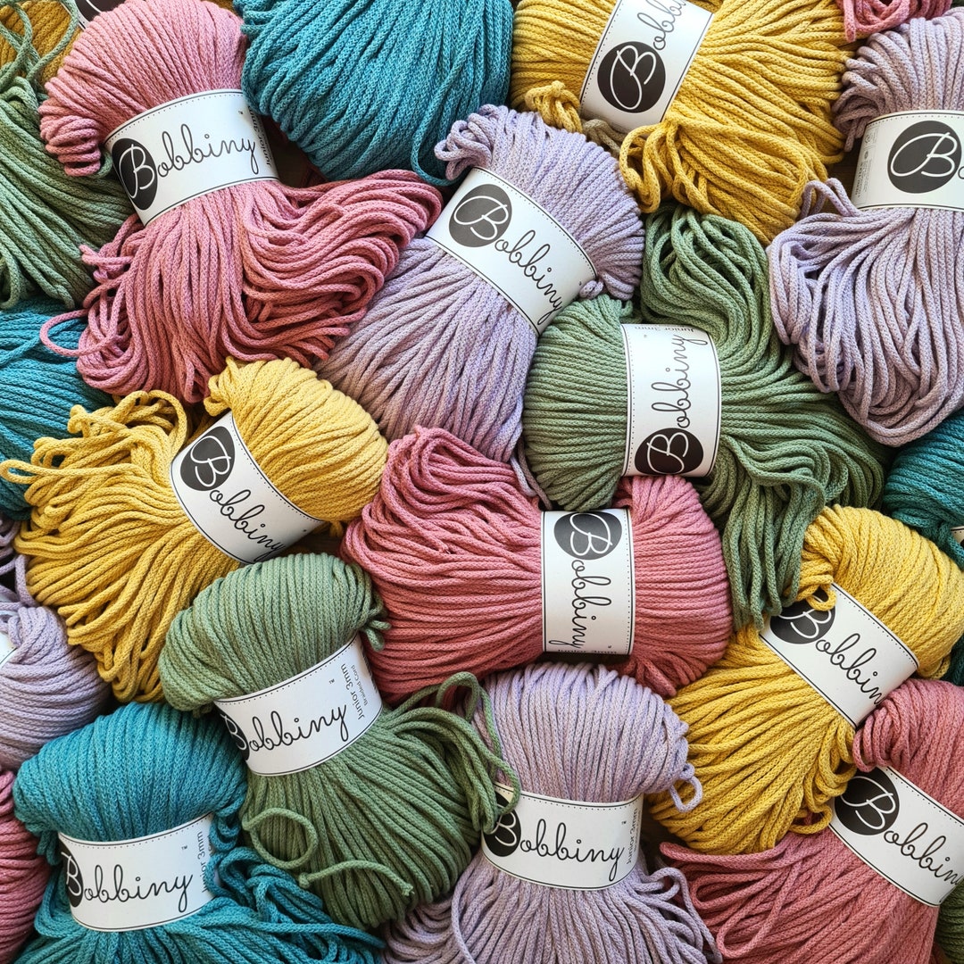 Bobbiny Yarn Braided Cotton Cord 3mm Macrame Yarn 100m/108yds Craft ...