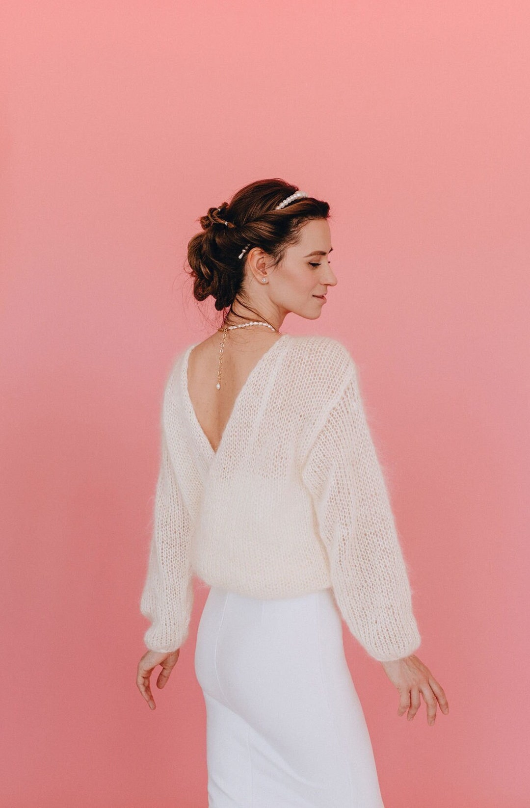 Mohair Sweater Women Wedding Jacket Mohair Wool Pullover Bridal Sweater