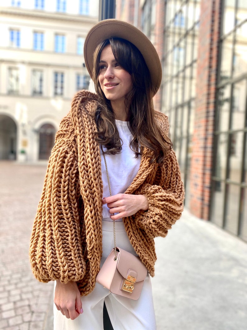 Beige Cardigan Bomber Jacket Women Hooded Cardigan Beige Knit - Etsy