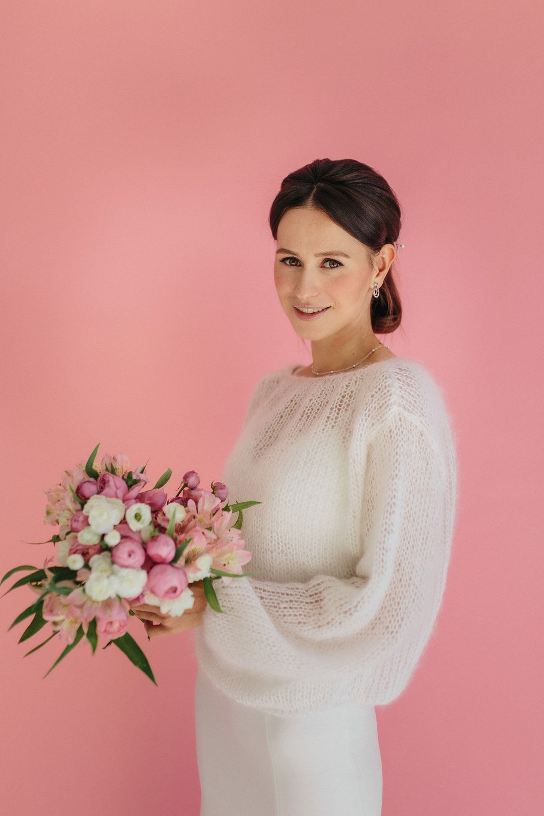 Mohair Sweater Bridal Jacket Wedding Wool Sweater White Knitted Jumper ...