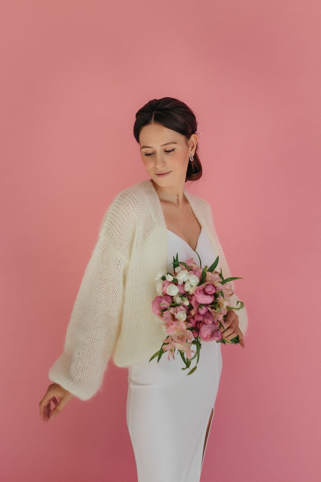 White Jacket Women Mohair Cardigan Bridal Wrap White Wool Cardigan ...