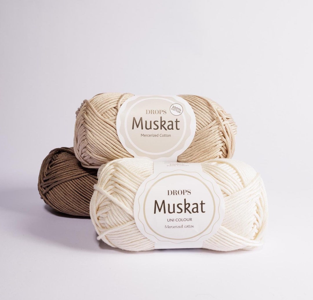 Cotton Yarn DROPS Muskat Mercerized Cotton Natural Yarn Amigurumi Yarn ...