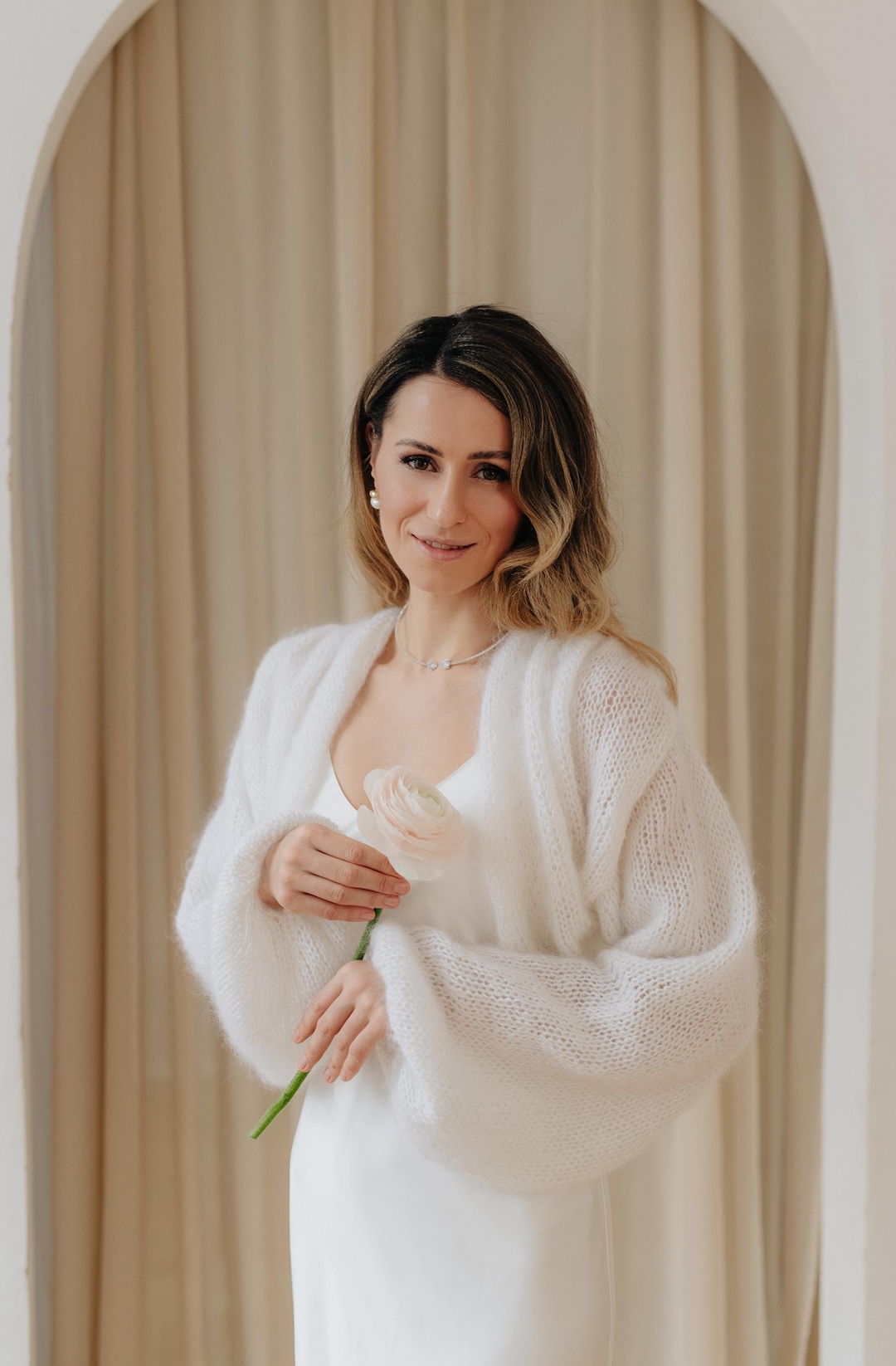 White Jacket Wedding Cardigan Mohair Sweater White Wool Cardigan ...