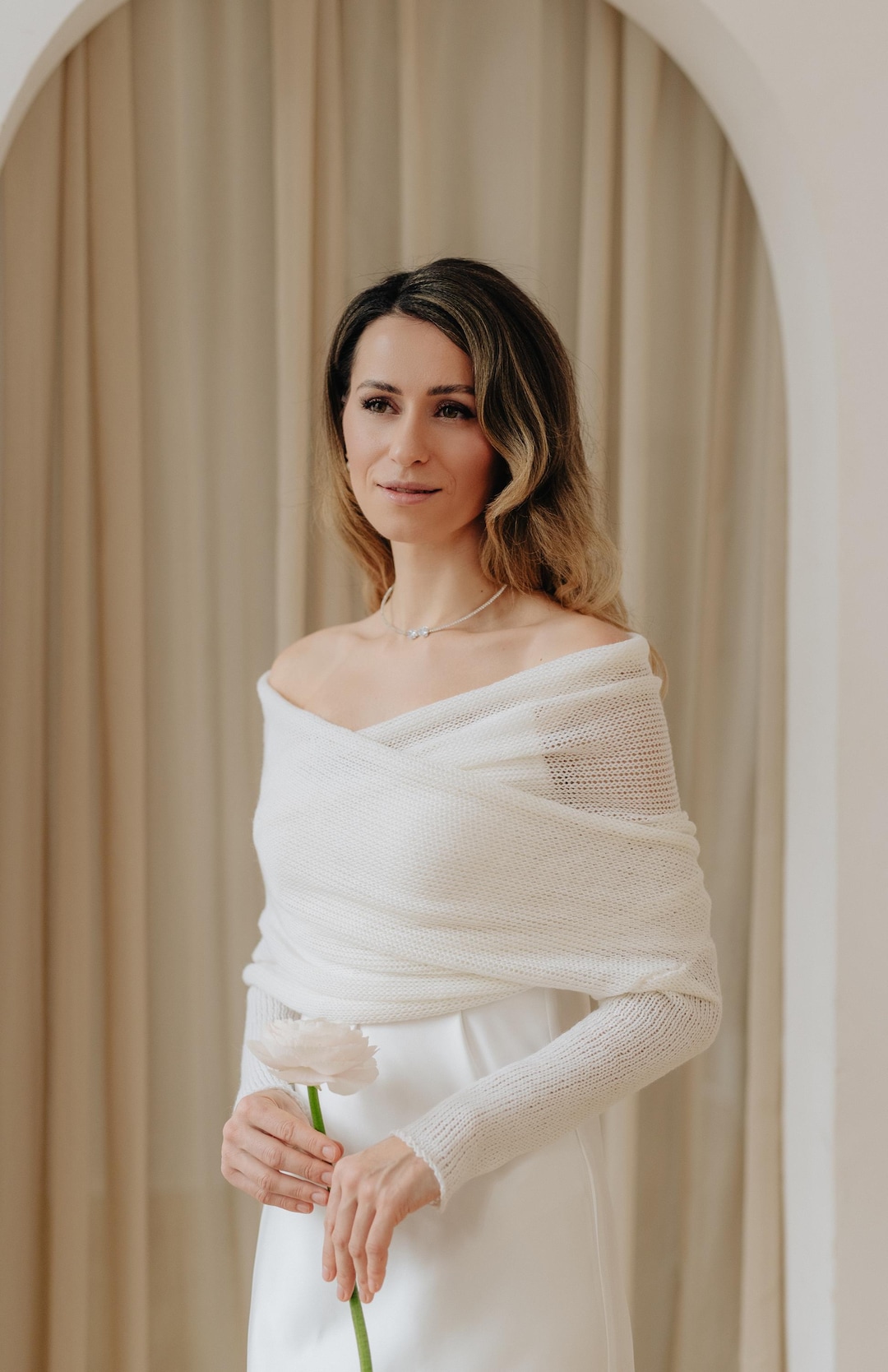 Wedding Bolero Wrap White Bolero Shrug Alpaca Shawl Bolero Bridal Jacket Wedding Cape Alpaca ...