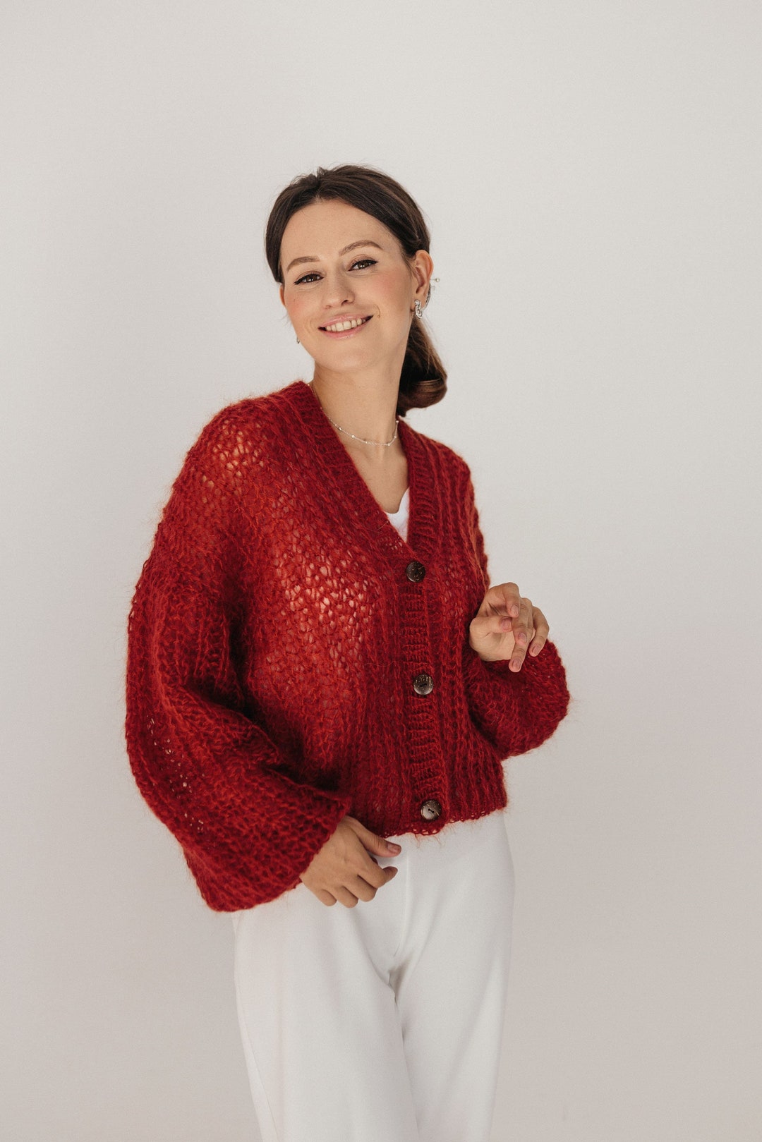 Mohair Sweater Wool Coat Mohair Jumper Knitted Cardigan Wool Mohair Jacket Chunky Knit Sweater ...