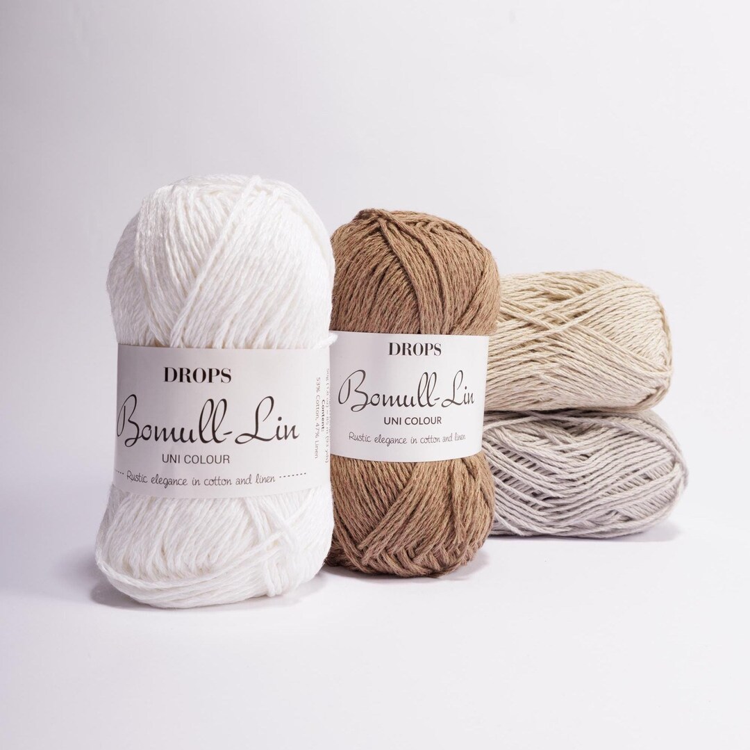 Cotton Yarn DROPS Bomull-lin Linen Yarn Natural Fiber Yarn Summer Yarn ...