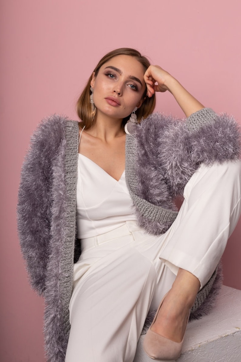 Gray Chunky Cardigan Gray Wool Coat Oversized Cardigan Gray | Etsy