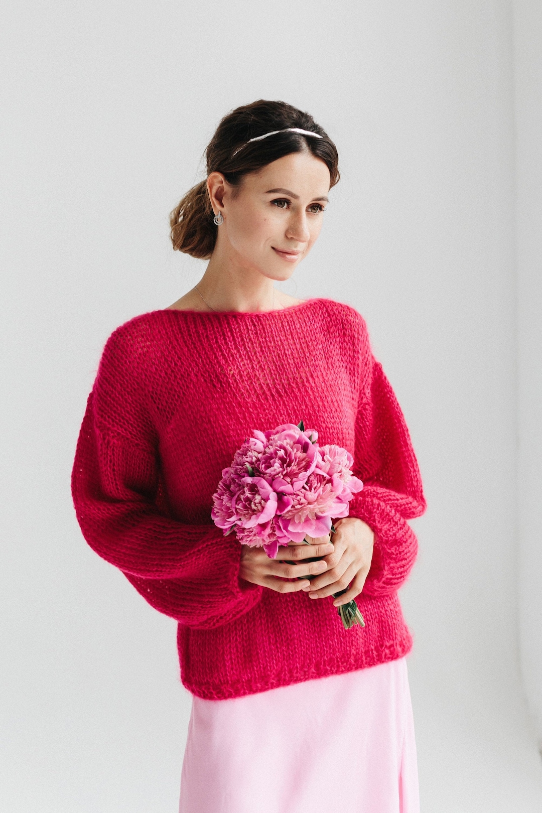 Suéter de Mohair rosa suéter de boda suéter de Mohair rosa - Etsy España