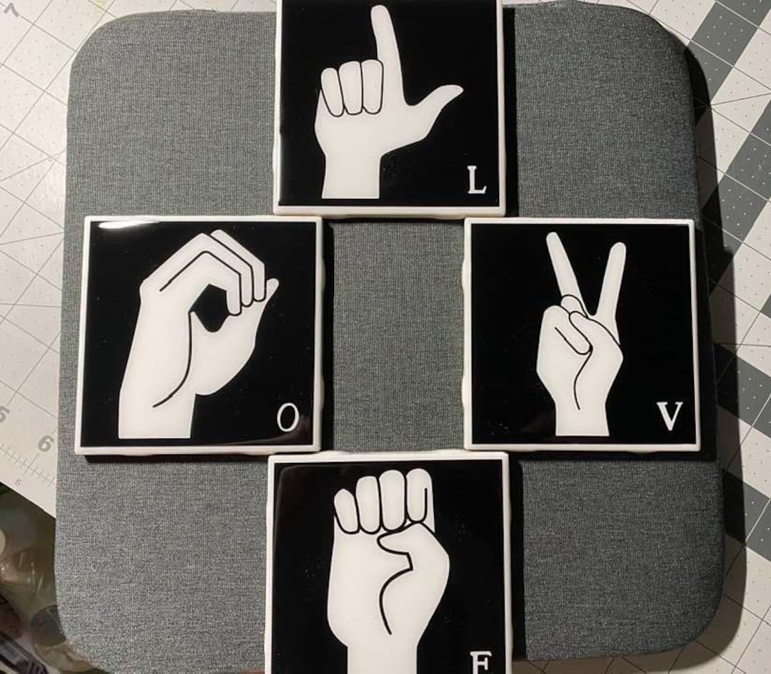 ASL Ceramic Coaster Sign Language Ceramic Coaster ASL Tile - Etsy